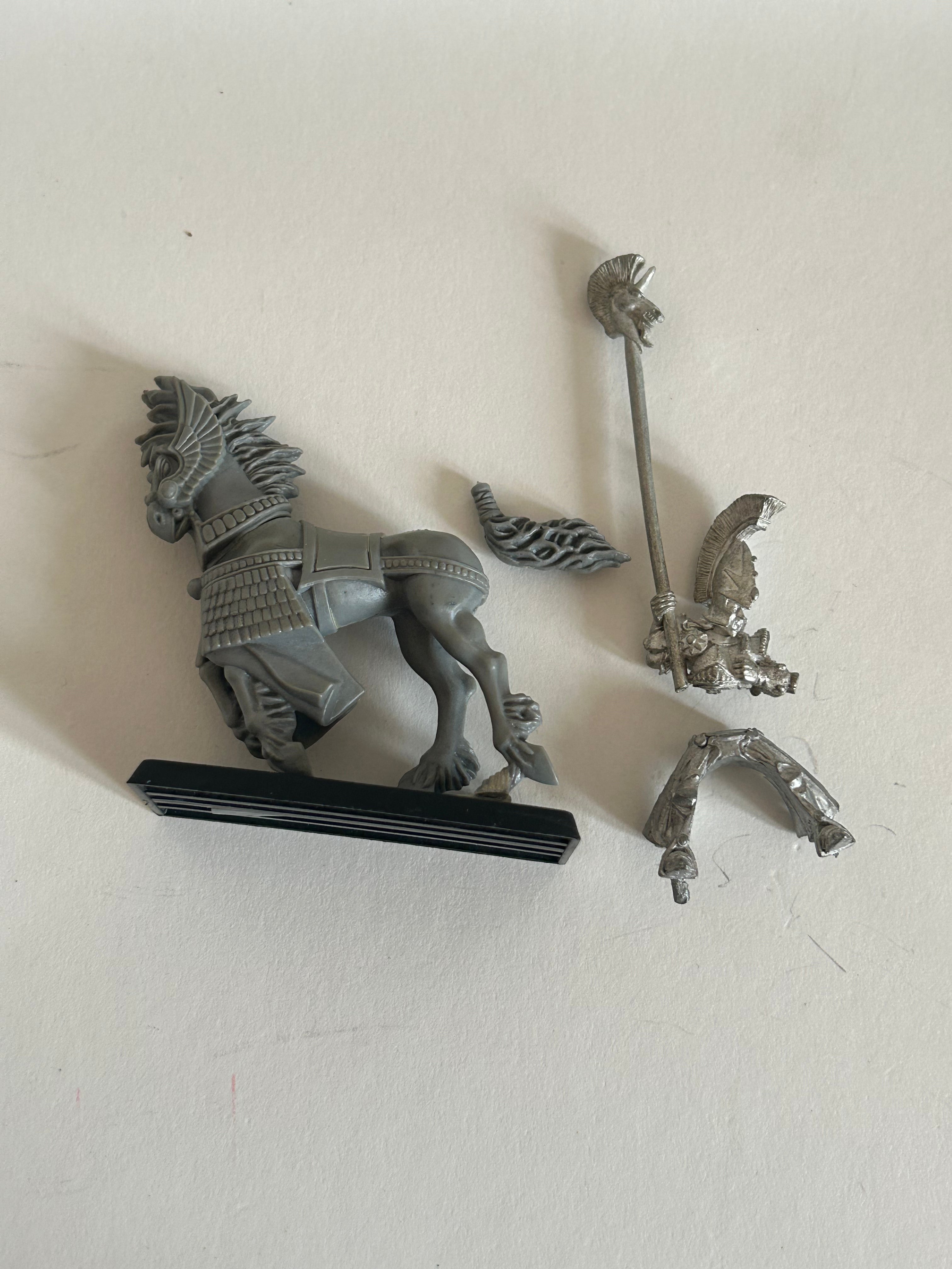 Warhammer Fantasy Old World High Elf silver helm standard bearer on ho ...