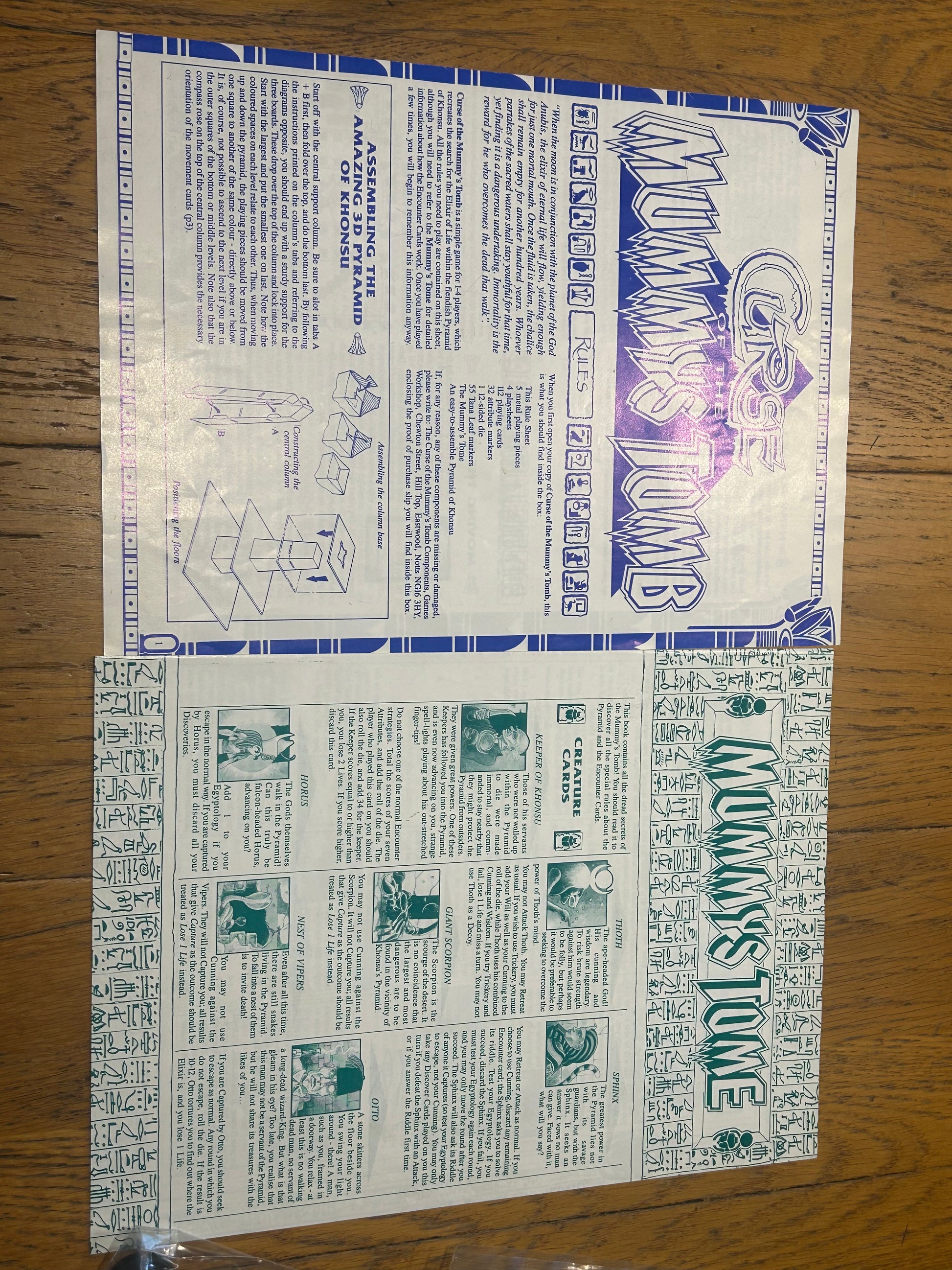 Curse of the Mummy's Tomb Gamesworkshop Vintage game (missing the dete ...